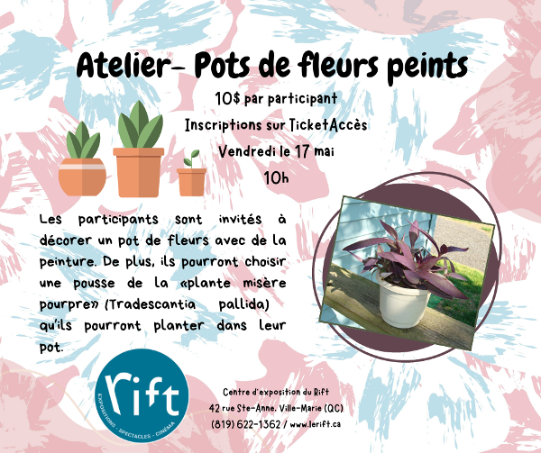 Atelier créatif | Pots de fleurs peints - Théâtre du Rift - TicketAcces.net